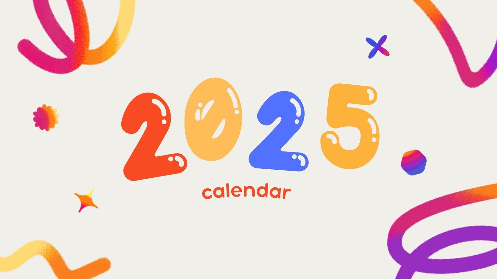 Vibrant Fun Pop 2025 Calendar Template - Etsy