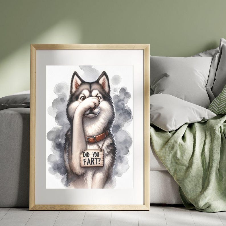 Siberian Husky Wall Art, Funny Bathroom Decor,funny Siberian Husky ...