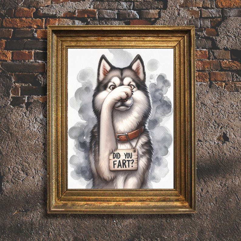 Siberian Husky Wall Art, Funny Bathroom Decor,funny Siberian Husky ...