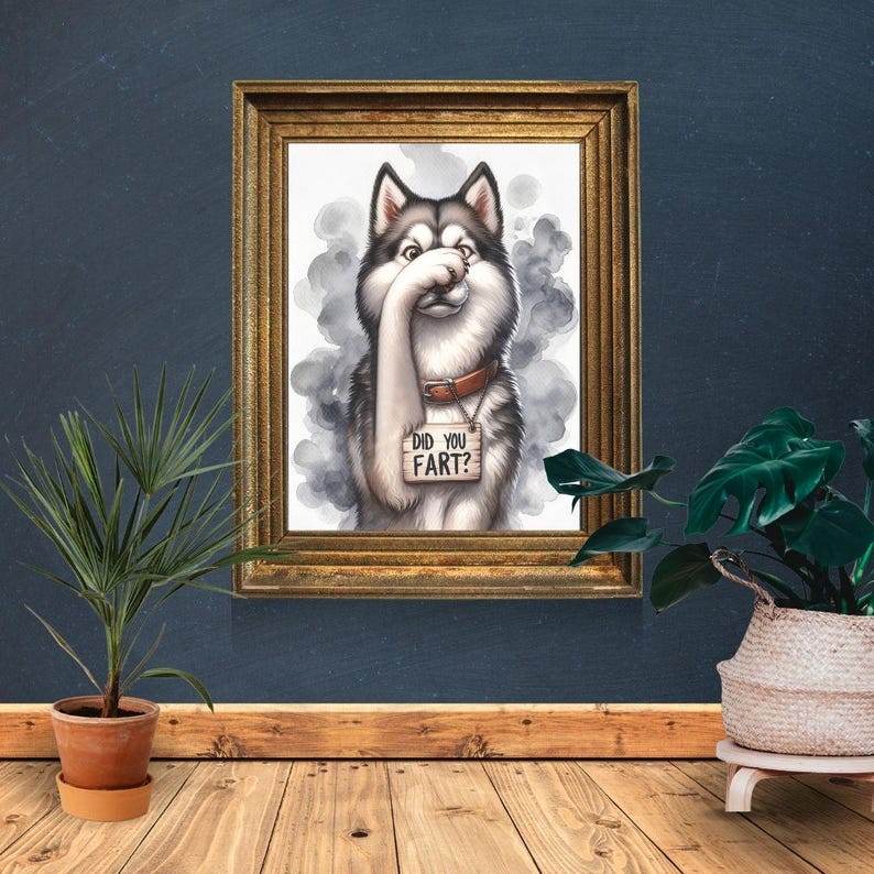 Siberian Husky Wall Art, Funny Bathroom Decor,funny Siberian Husky ...