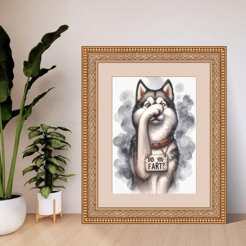 Siberian Husky Wall Art, Funny Bathroom Decor,funny Siberian Husky ...