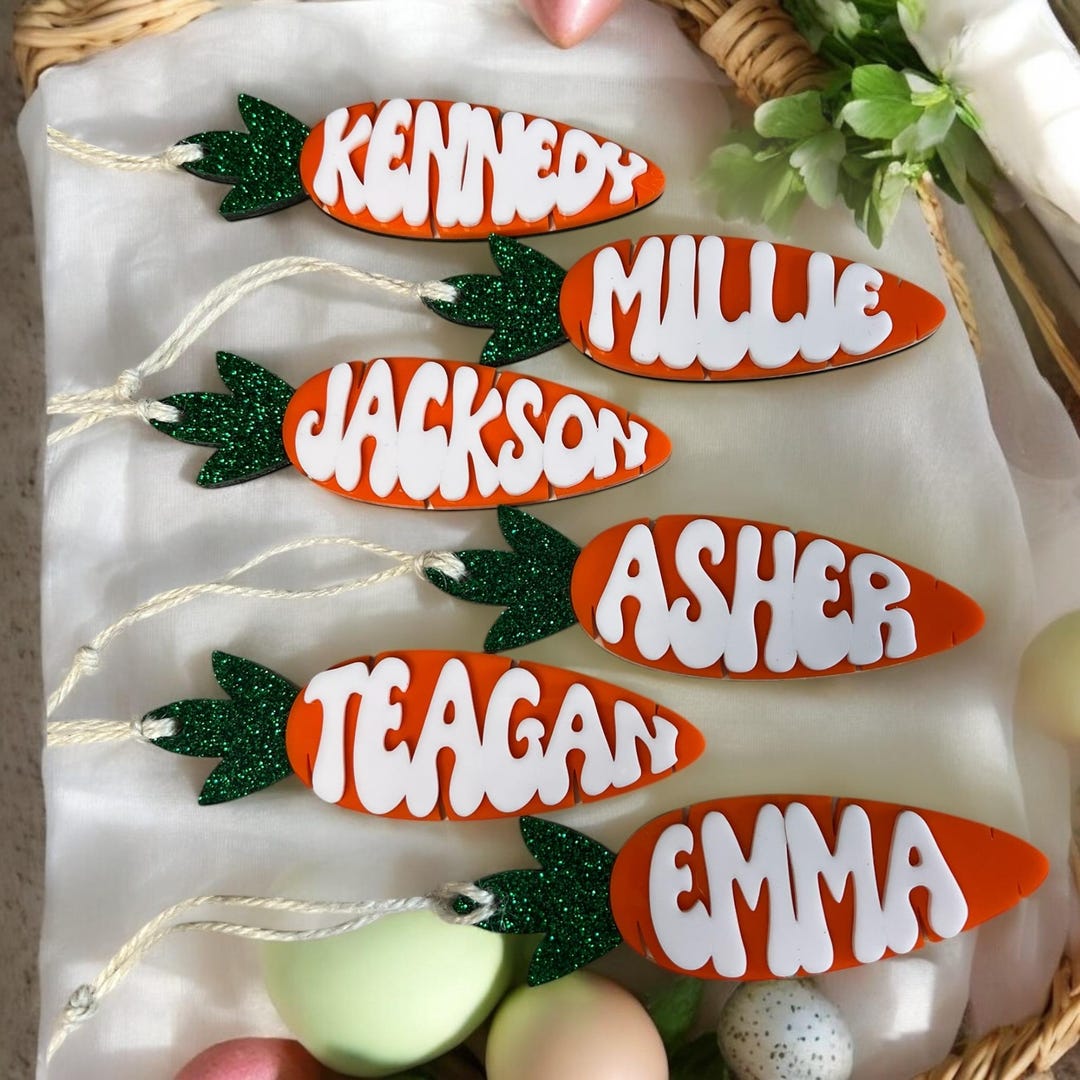 Personalized Easter Basket Name Tag - Carrot Name Tags - Custom Easter ...