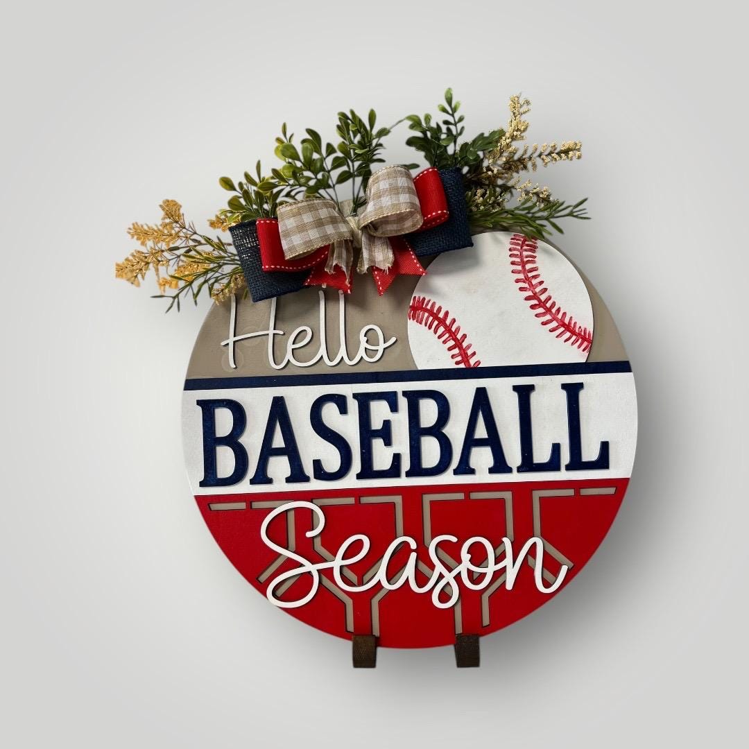 Baseball Season Welcome Sign - Baseball Player - Hello Baseball - Hello Summer Door Sign - Etsy