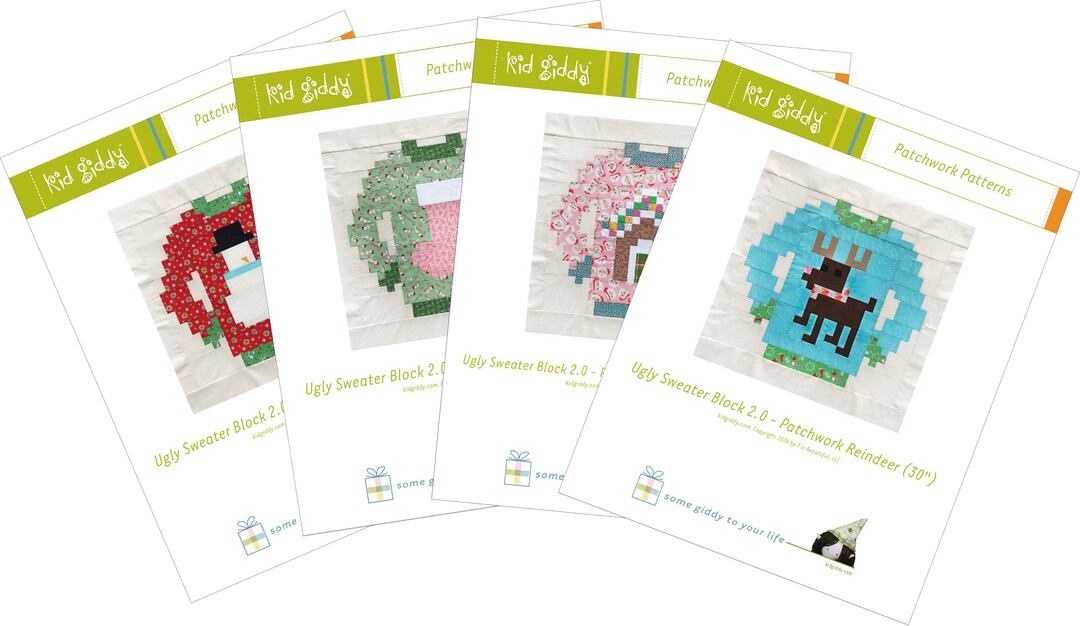 Ugly Sweater Patchwork Block Pattern Bundle #1 - 4 Designs - PDF ...