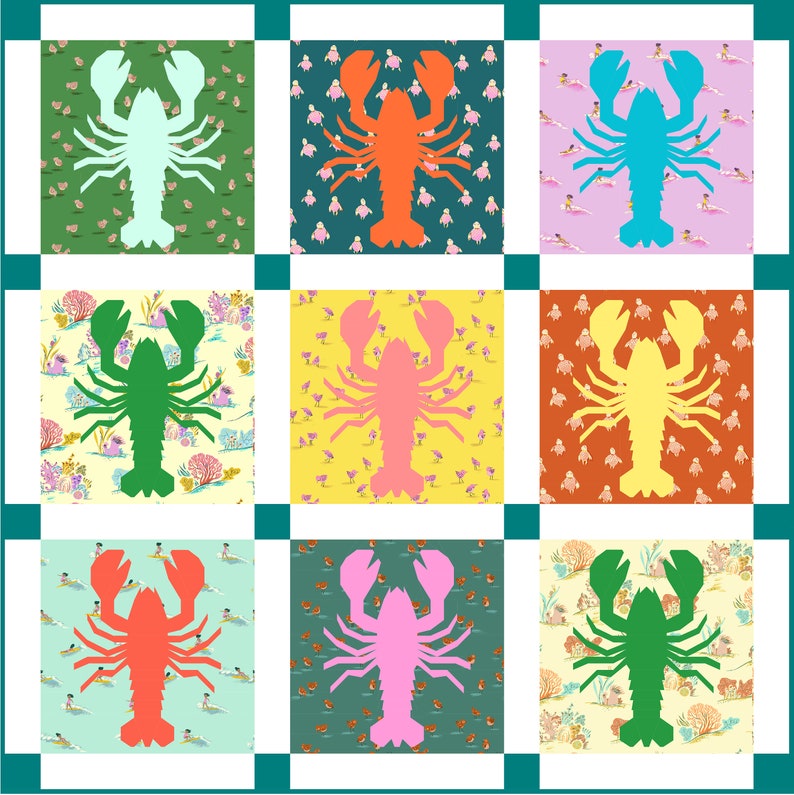 The Lobster Quilt Block 47 12 Inch PDF Paper Piecing - Etsy