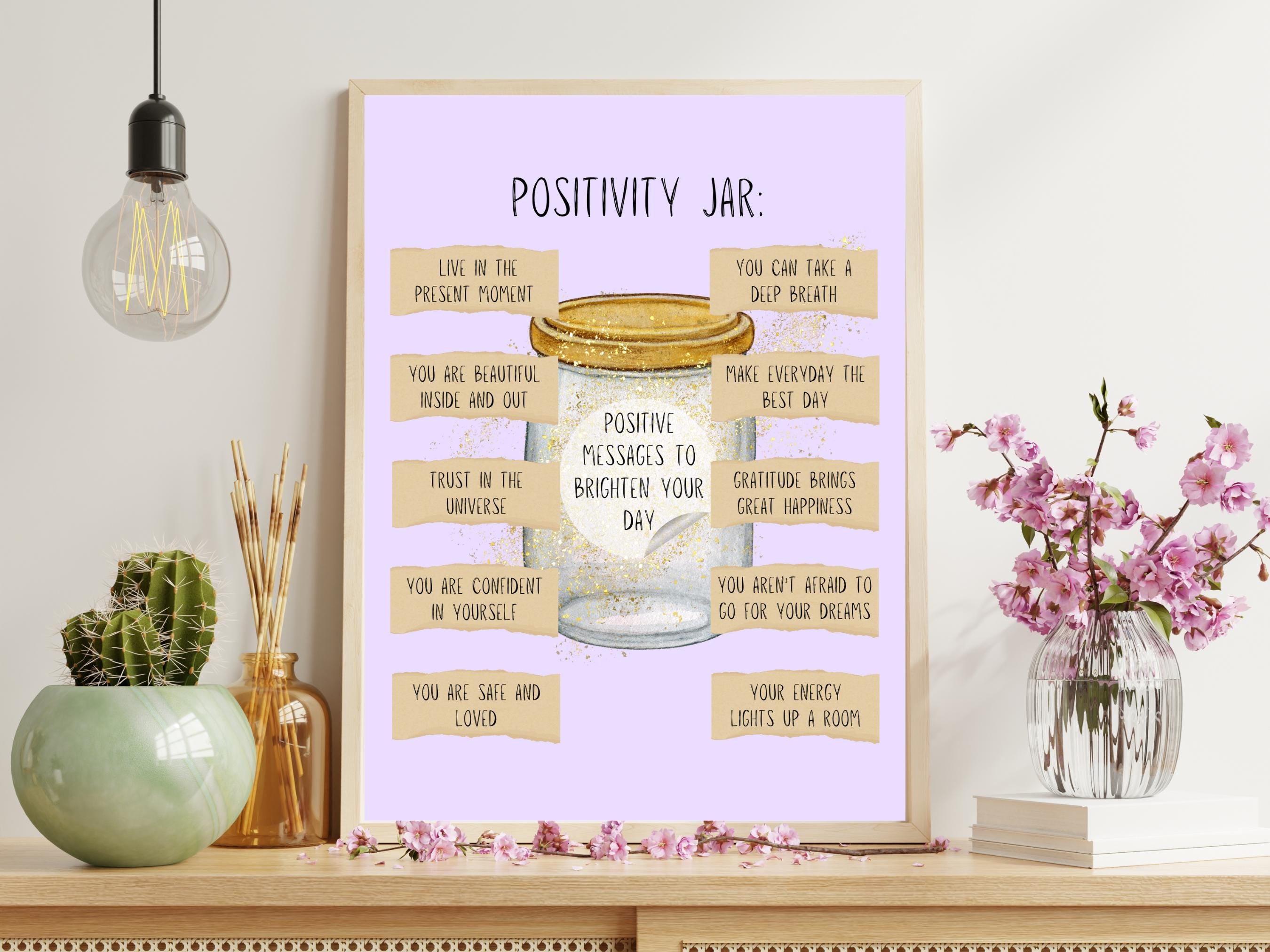 Positive Affirmations Jar Wall Art, Daily Affirmations Jar Poster ...