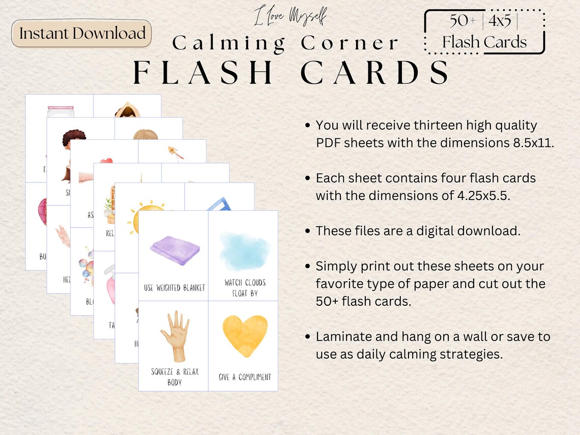 50+ Calming Corner Flashcards, Calming Techniques Flashcards, Anxiety ...
