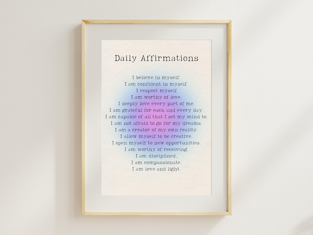 Daily Affirmations Wall Art, Positive Affirmations Wall Art, Gradient ...