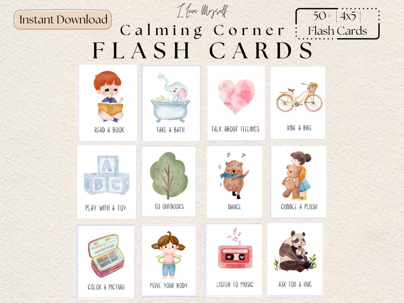 50+ Calming Corner Flashcards, Calming Techniques Flashcards, Anxiety ...