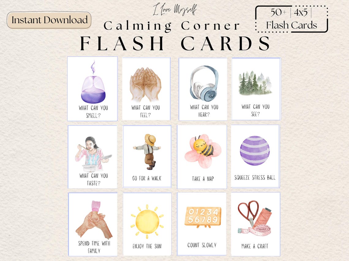 50+ Calming Corner Flashcards, Calming Techniques Flashcards, Anxiety ...