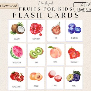 Fruit Flashcards for Kids, Montessori Flashcards, Preschool Education ...