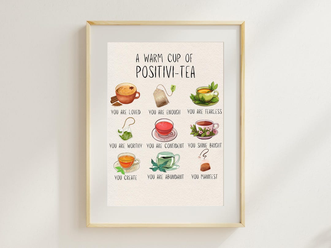 Positivi-tea Positive Affirmations Wall Art, Mental Health Poster ...