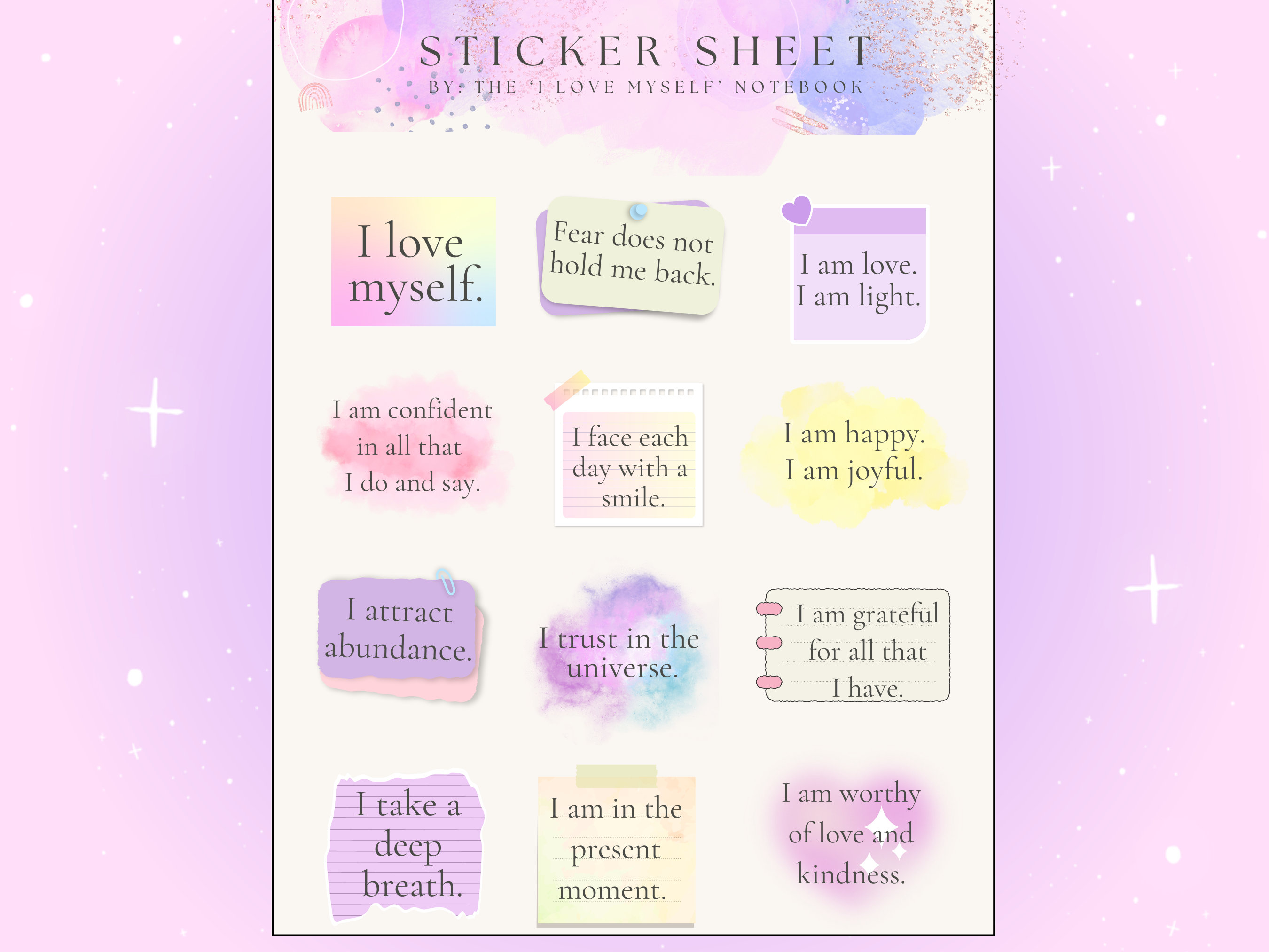 Positive Affirmations Digital Stickers, Digital Stickers, Digital ...