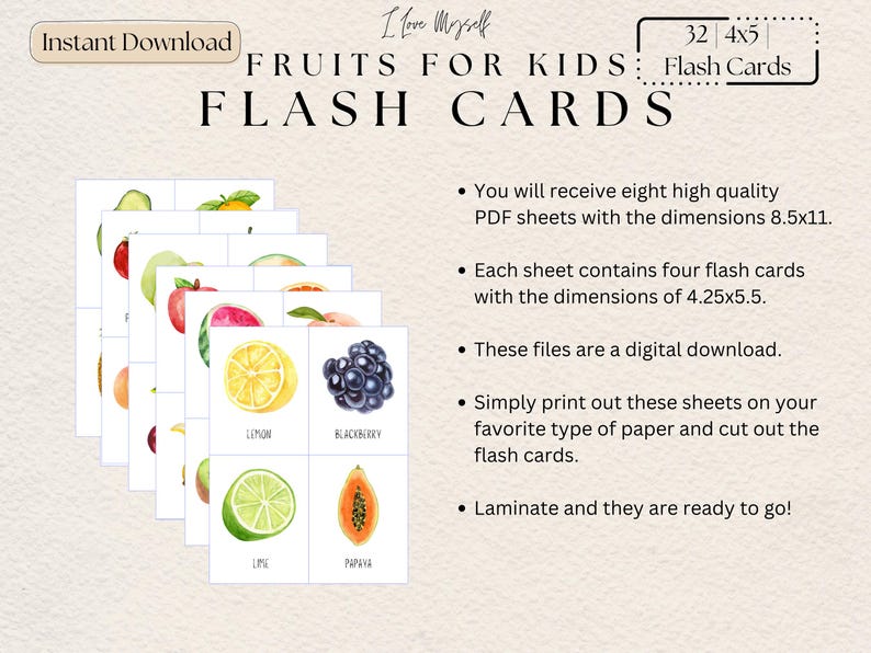Fruit Flashcards for Kids, Montessori Flashcards, Preschool Education ...