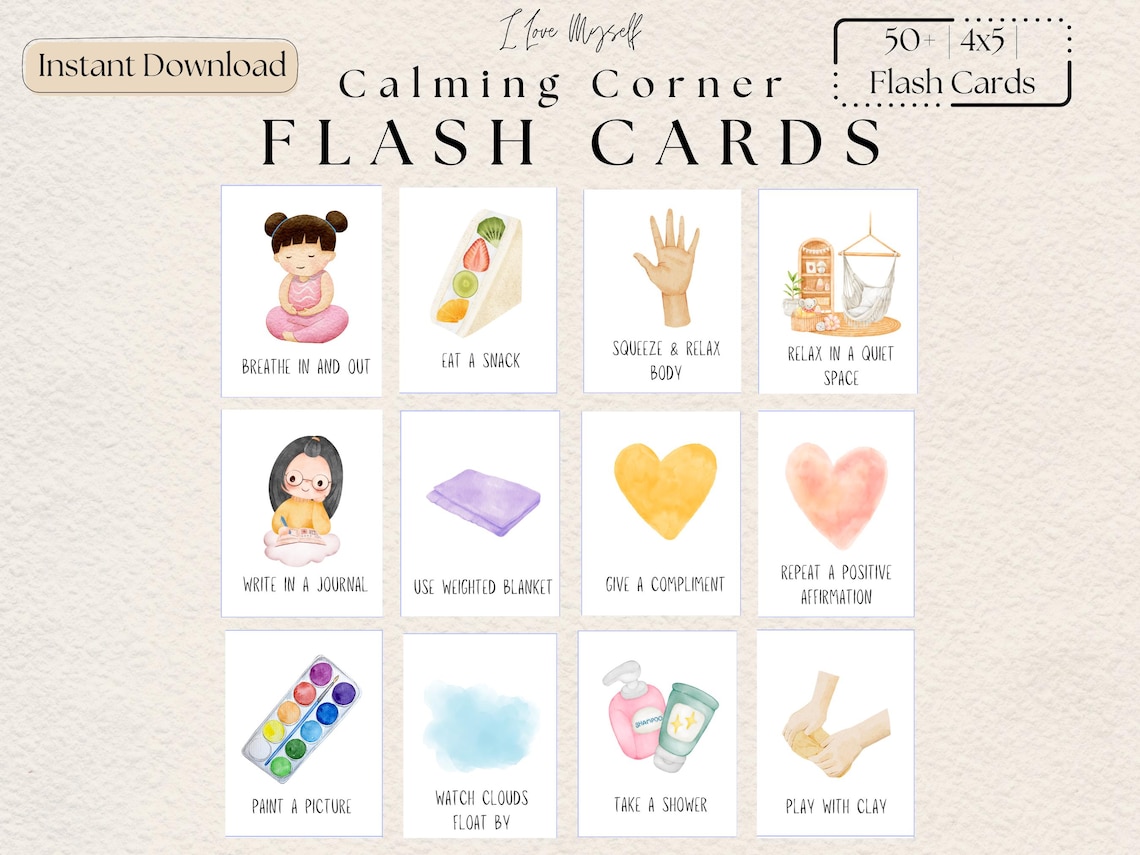 50+ Calming Corner Flashcards, Calming Techniques Flashcards, Anxiety ...