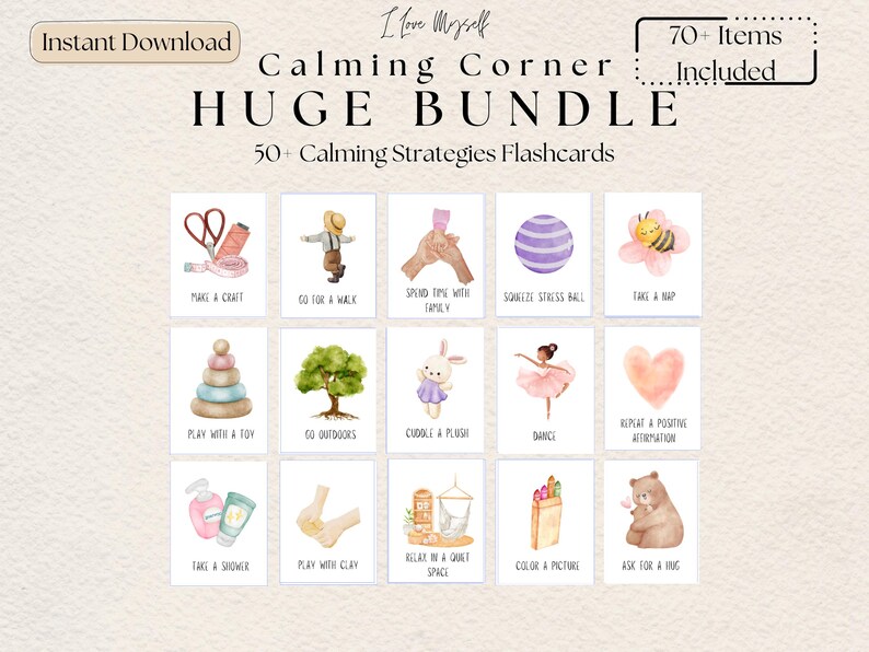 Calming Corner Bundle, Calming Strategies Flashcards, Emotions ...