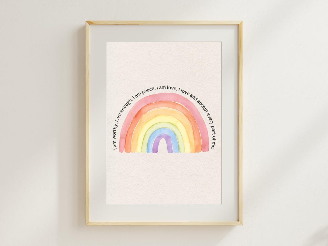 Positive Affirmation Wall Art, Positive Affirmation Rainbow, Positive ...