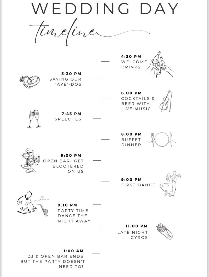 Minimalist Aesthetic Wedding Timeline Fan Template - Etsy
