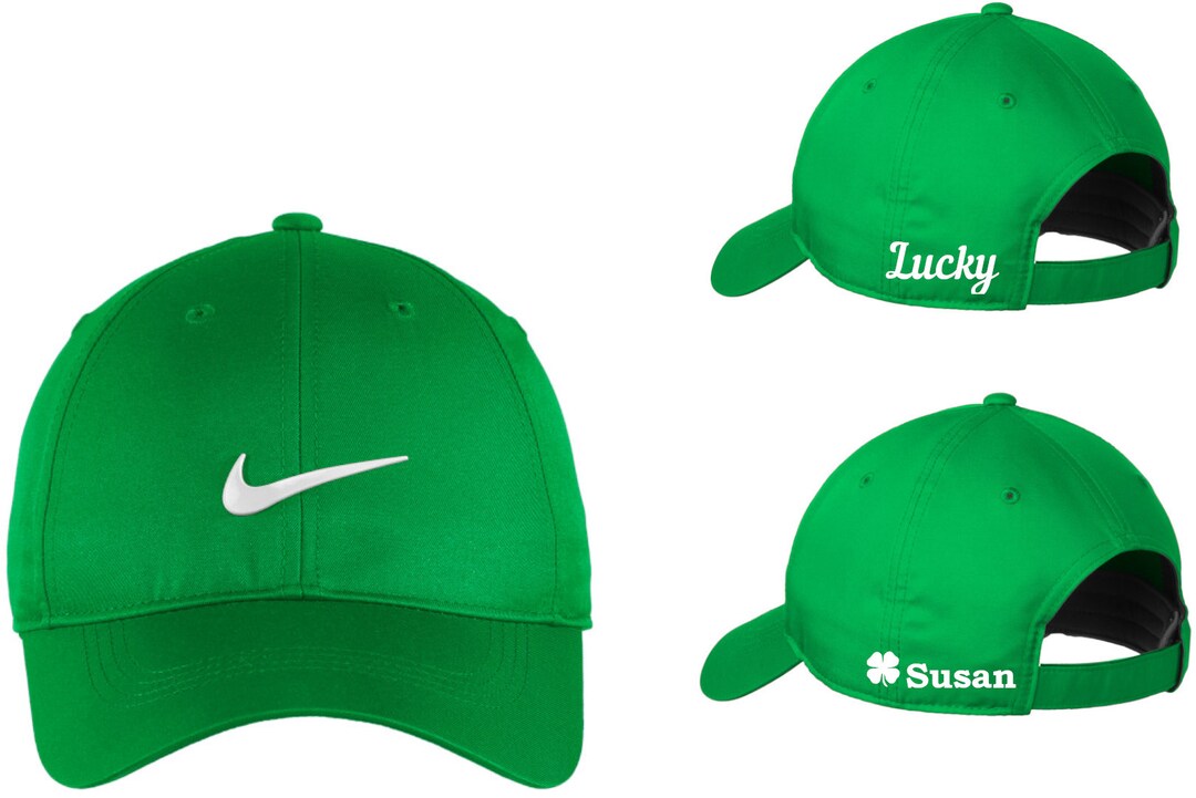 Genuine Swoosh Cap Lucky Green Front Custom Personalized Baseball Logo ...