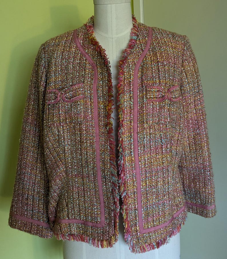 2000s Pink Tweed Jacket - Etsy