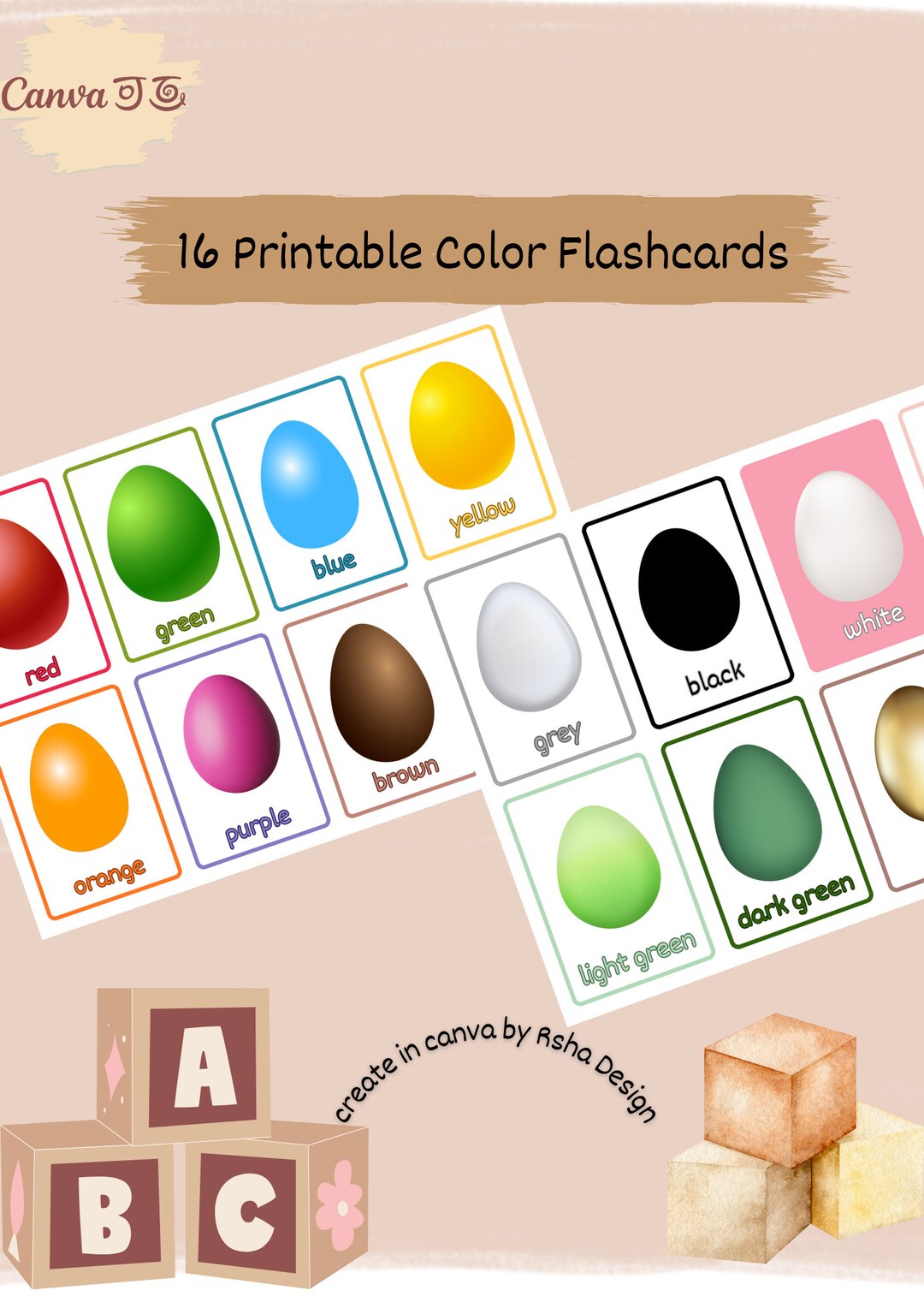 16 Printable Color Flashcards - Etsy