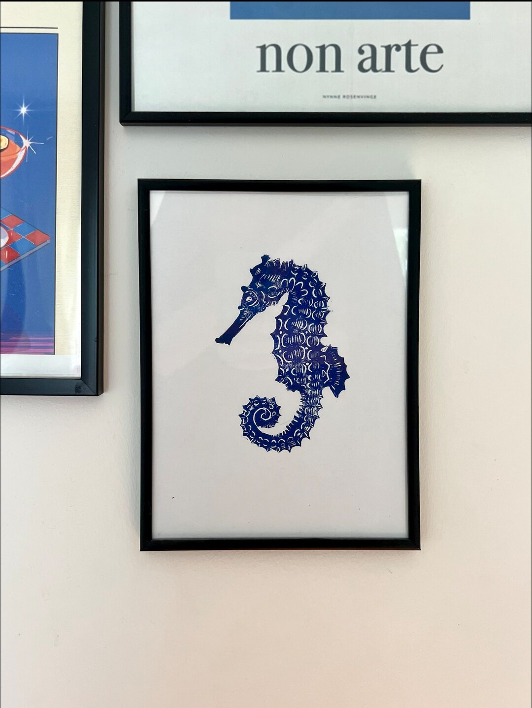 Handmade Original, Linoleum Block Print, Seahorse - Etsy