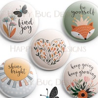 POSITIVE AFFIRMATIONS and VIBES Magnet Set of 10 One Inch Round Glass ...