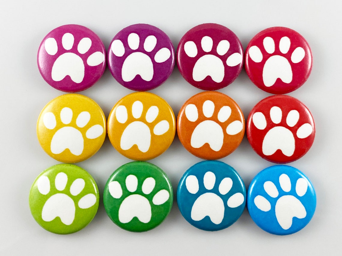 Paw Prints 1" Magnets One Inch Set of 12 - Etsy