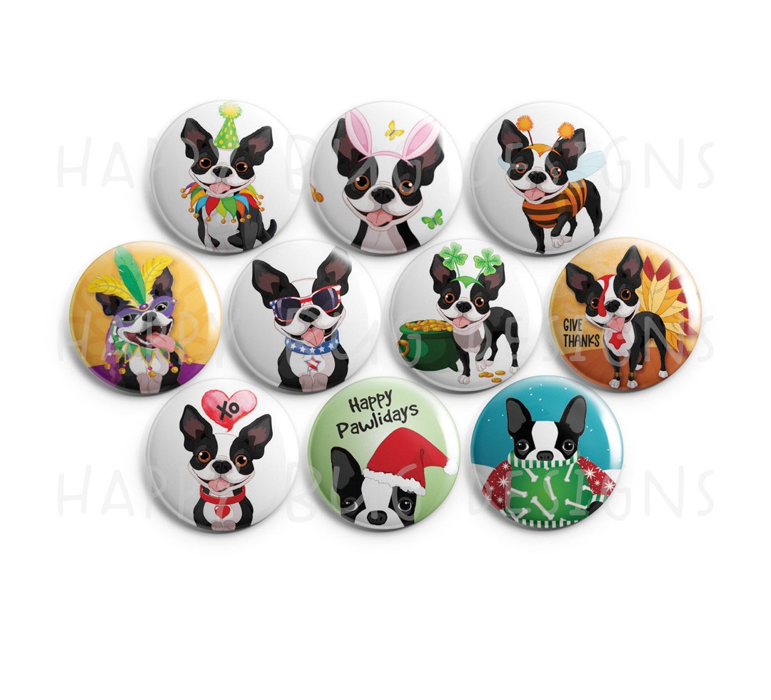 Boston Terrier Holidays Magnet Set of 10 1" Magnets - Etsy
