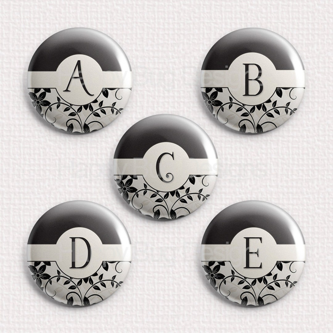 Monogram Initial Alphabet Magnets - 1" Button Magnets - for Use With ...