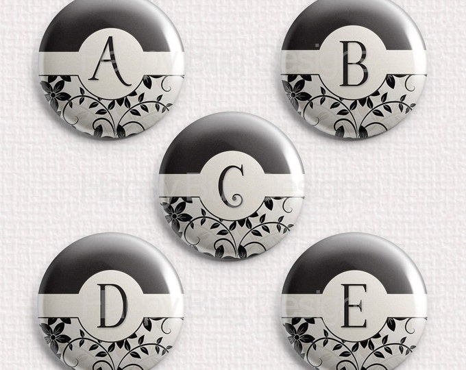 Monogram Initial Alphabet Magnets - 1" Button Magnets - for Use With ...