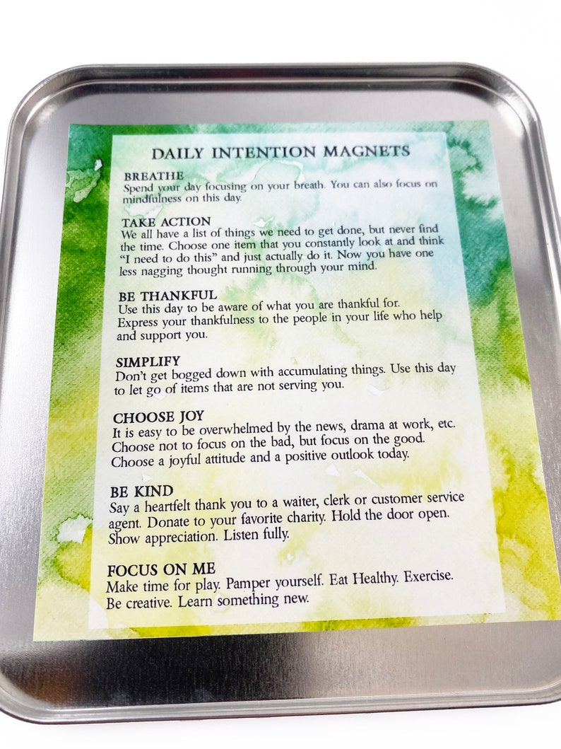 Daily Intentions Magnet Set of Seven 1" One Inch Magnets With Gift Tin ...