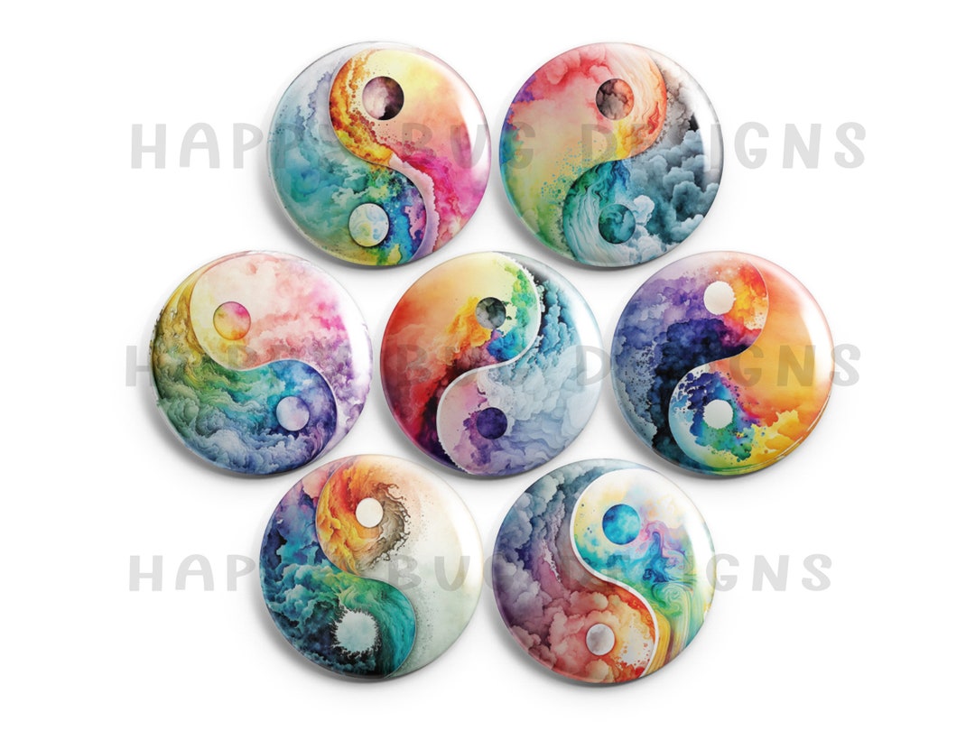 Colorful Yin Yang 1" Magnets - Set of 7 - Etsy