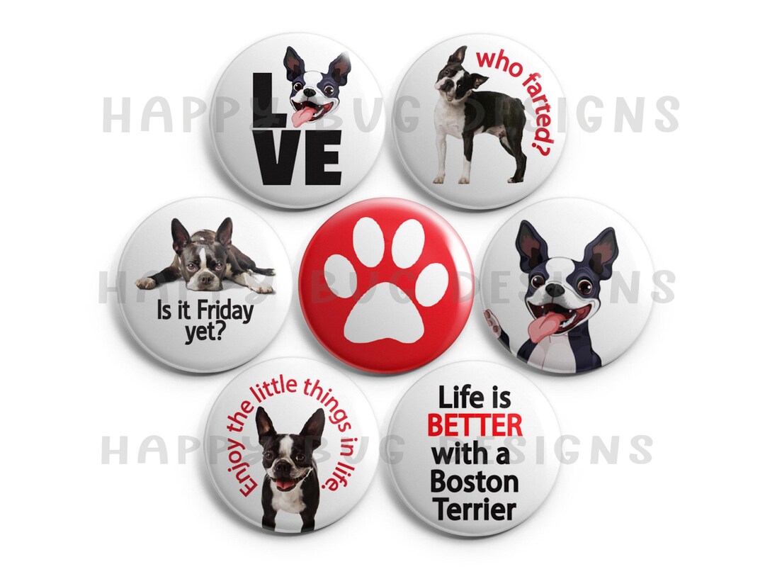 Boston Terrier Magnet Set of Seven 1" Magnets - Set #3 - Etsy