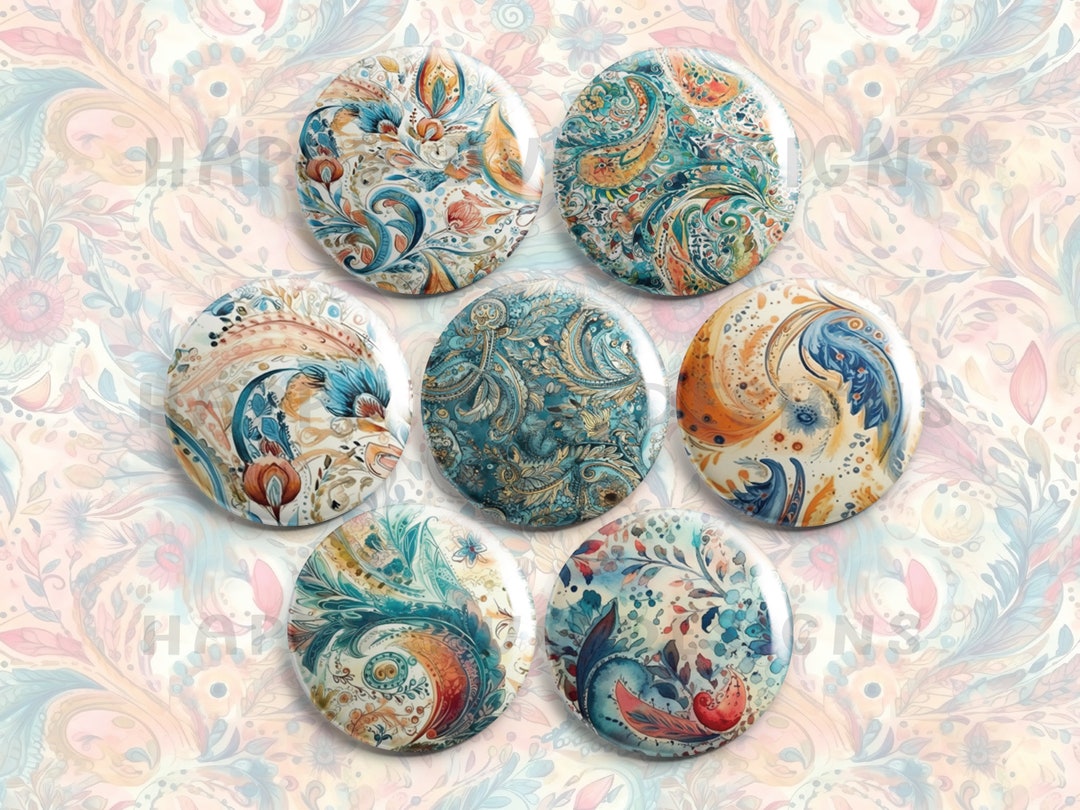 Boho Bohemian Paisley 1" Magnets - Set of 7 (set #1) - Etsy