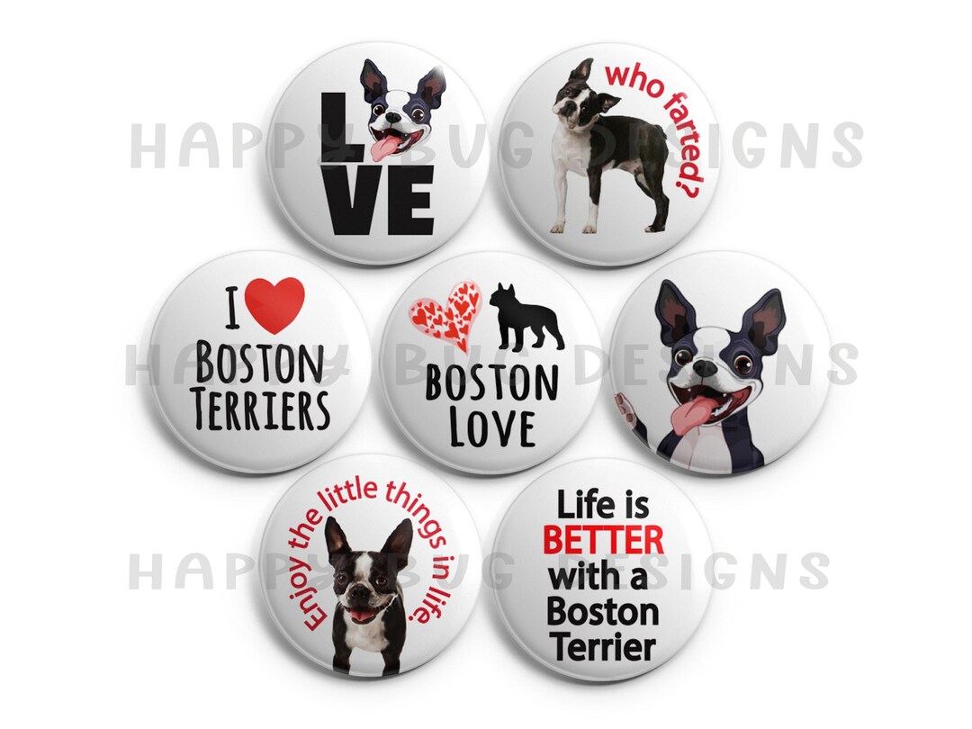 Boston Terrier Magnet Set of Seven 1" Magnets - Set #5 - Etsy
