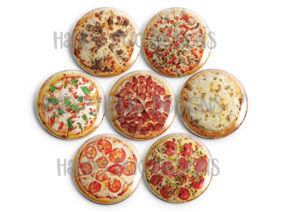 Pizza Magnets - Set of Seven 1" One Inch Magnets - Etsy