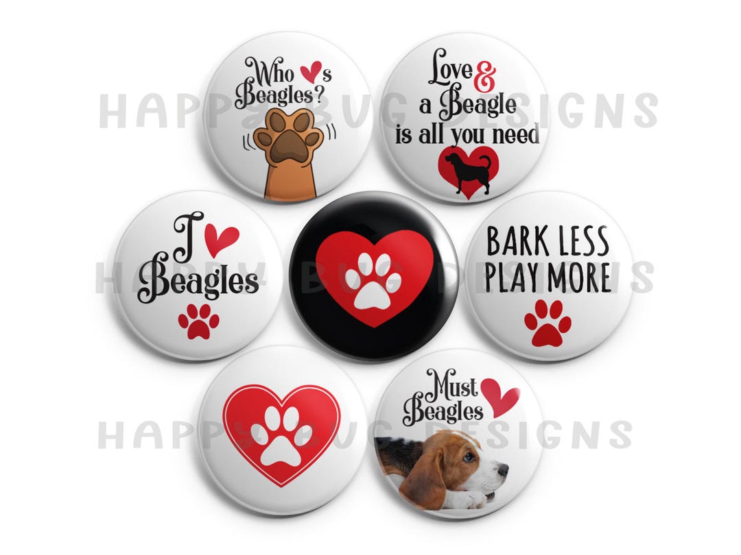 Beagle Magnets – Set of 7 One Inch 1" Magnets - Etsy
