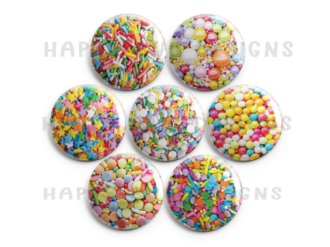 Baker's Confection Sprinkles Dots Non-pareils Set of 7 One Inch Magnets ...