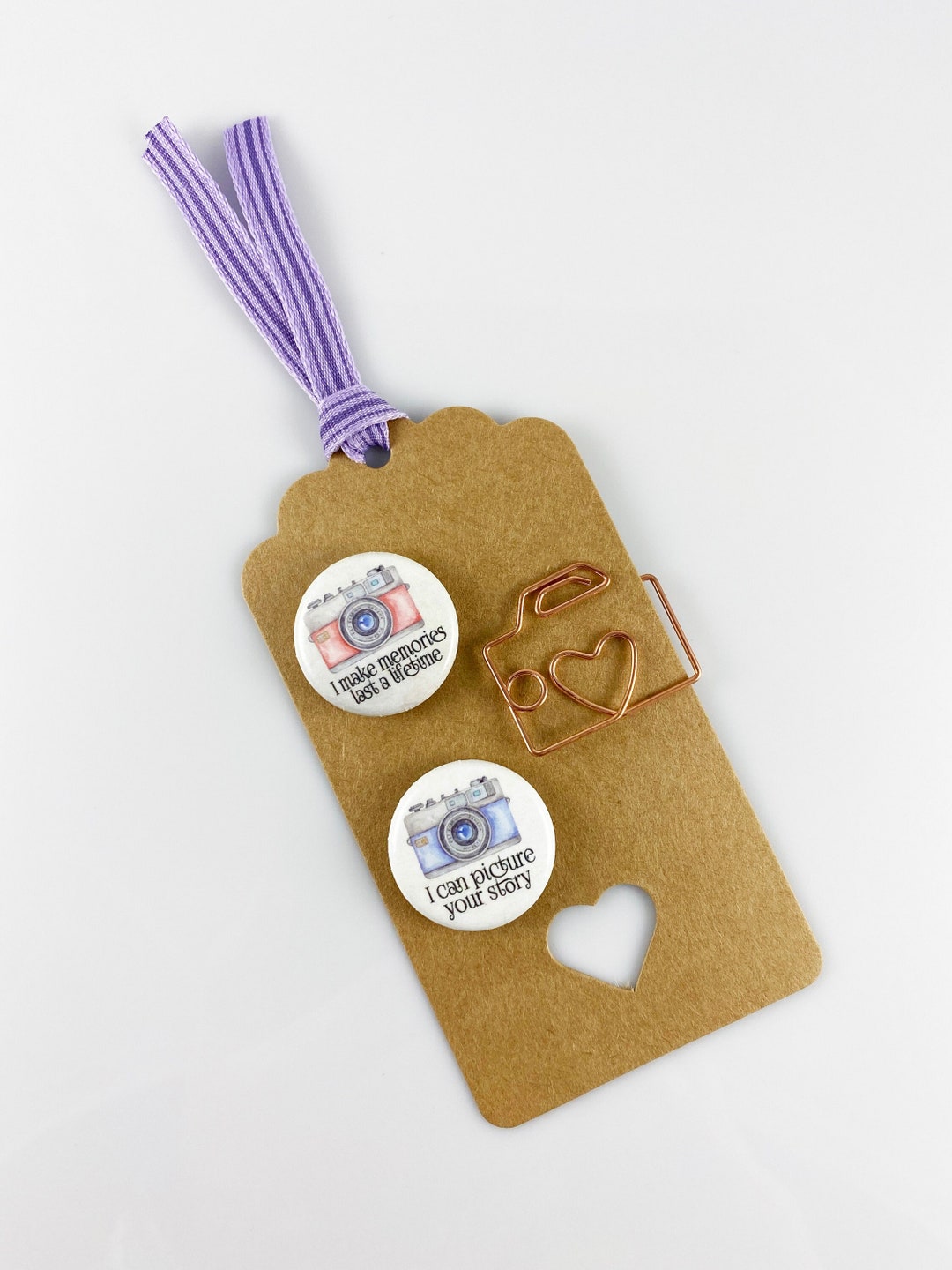Watercolor Photographer Sayings Magnets and Camera Paperclip on a Gift ...