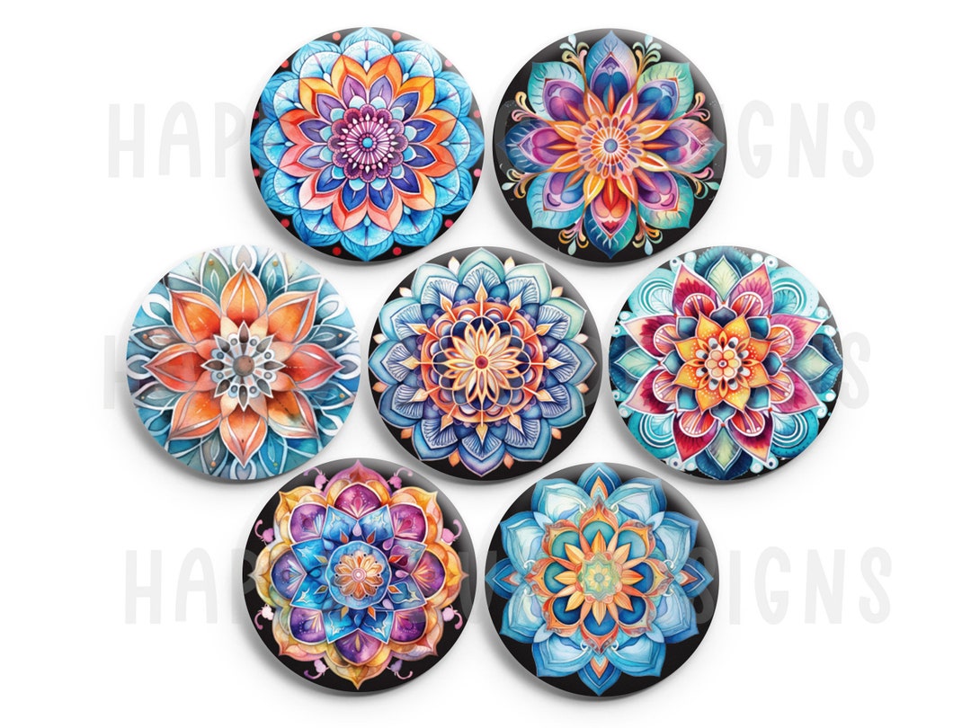 Mandala 1" Magnets - Set of 7 - Set #2 - Etsy