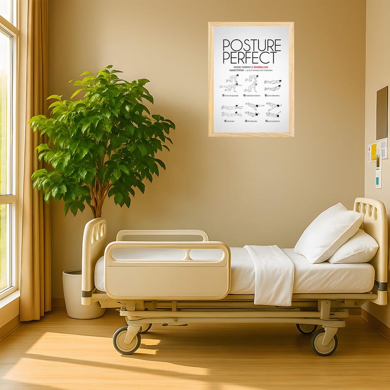 Posture Correction Exercise Poster for Hospital Room Recovery Wall Art ...
