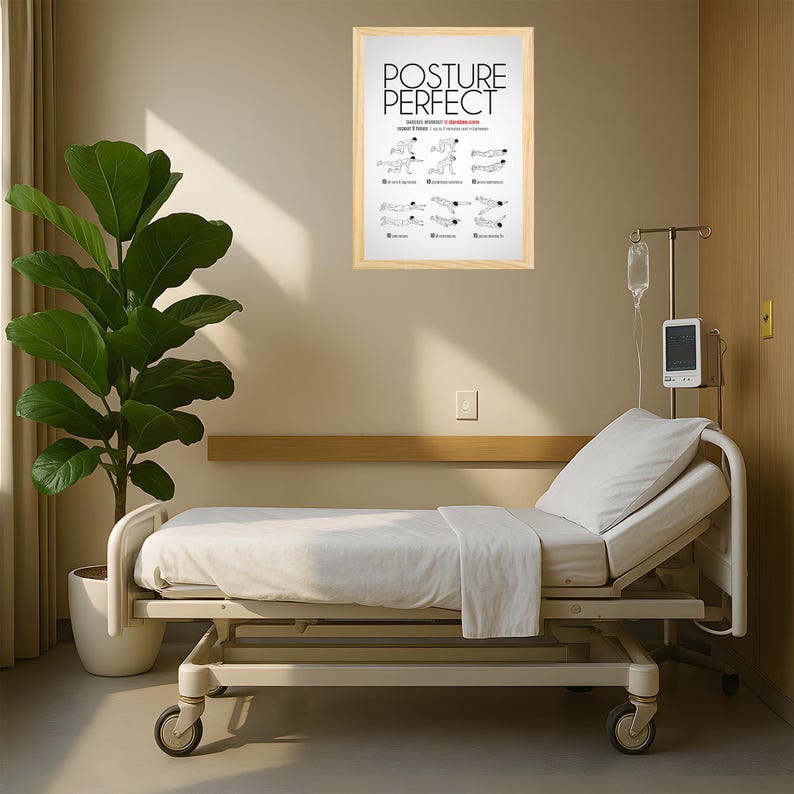 Posture Correction Exercise Poster for Hospital Room Recovery Wall Art ...