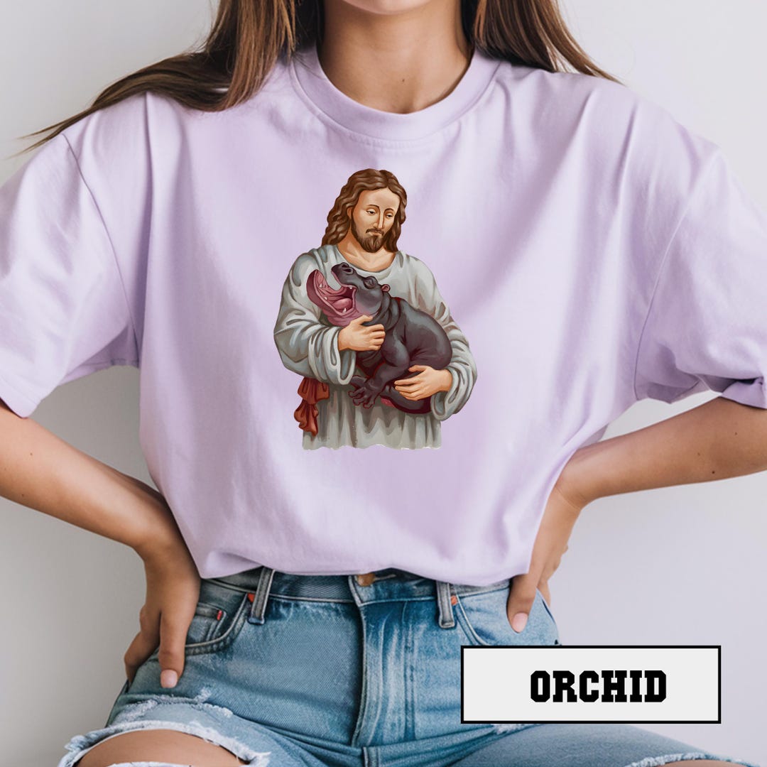 Jesus Loves Moo Deng Shirt, Bouncy Pig Hippo Meme, Baby Hippo Shirt ...