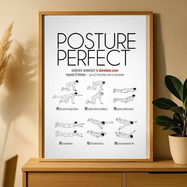 Posture Correction Exercise Poster for Hospital Room Recovery Wall Art ...