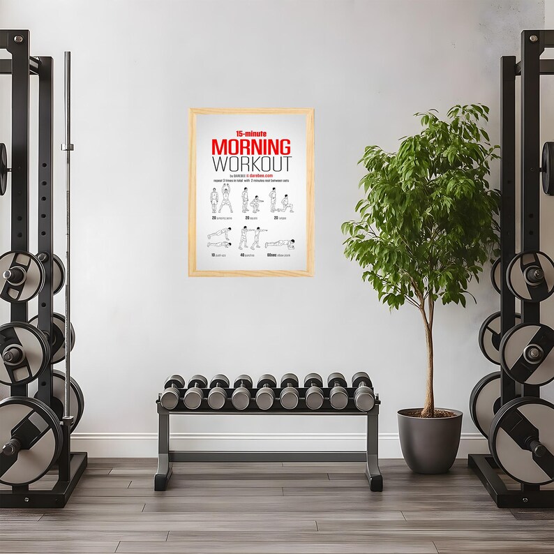 15 Minute Morning Workout Poster for Hospital Room Rehab Fitness Wall ...