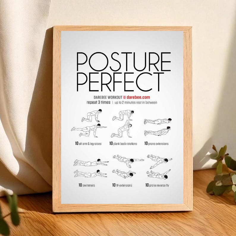 Posture Correction Exercise Poster for Hospital Room Recovery Wall Art ...