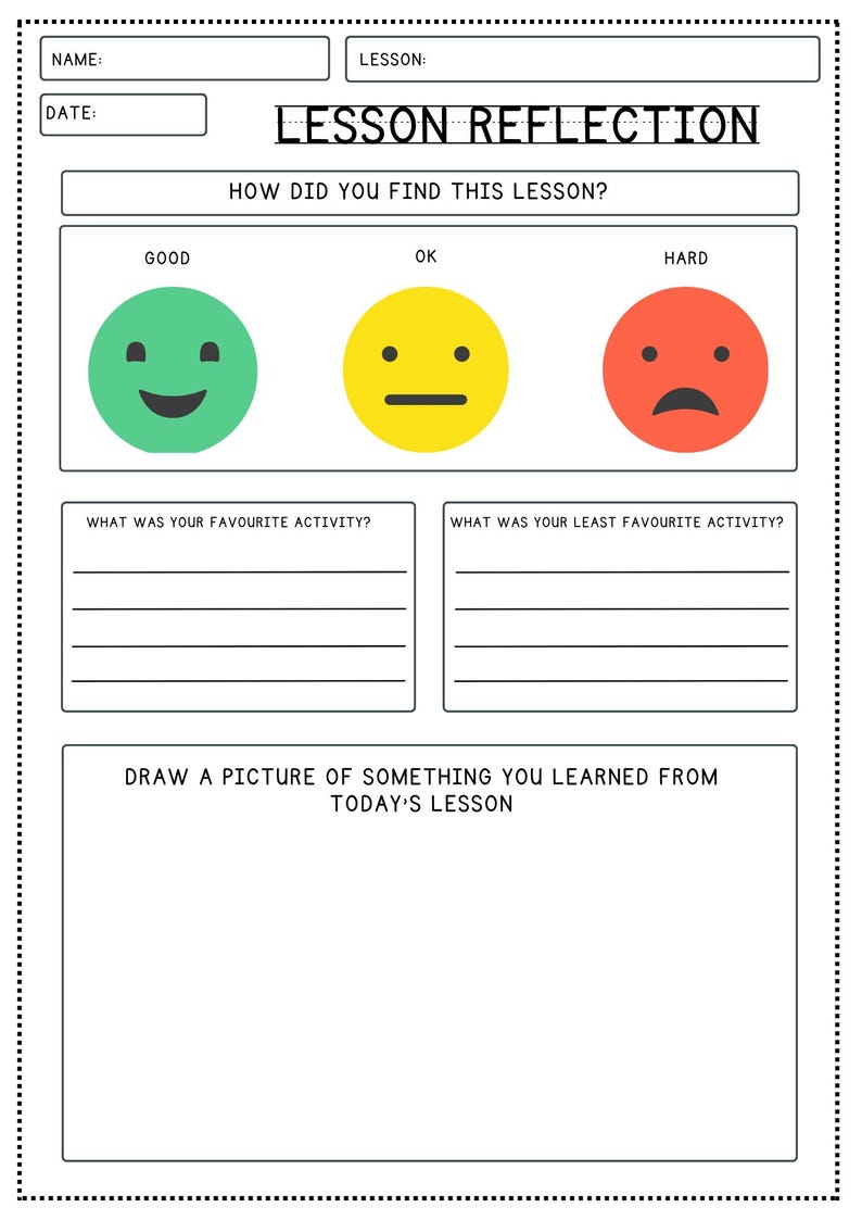 Lesson Reflection Worksheet and Table Flashcards - Helpful Teacher ...