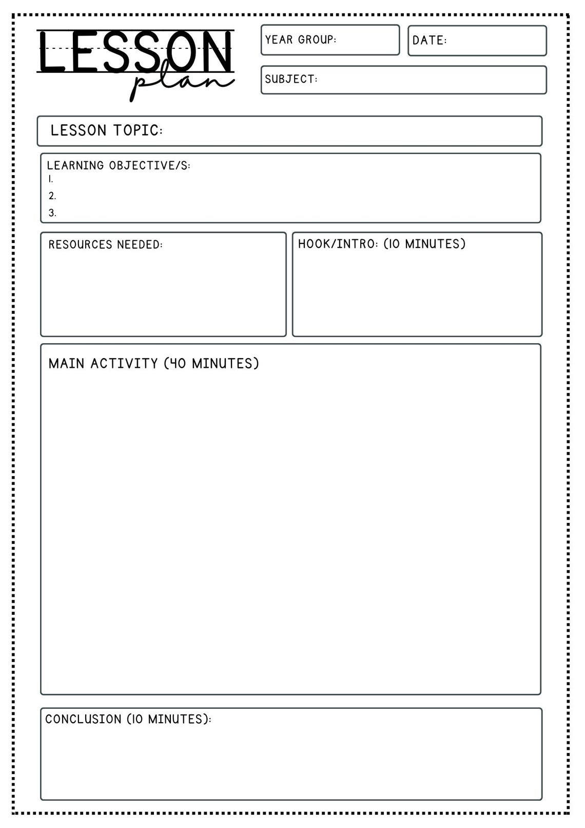 Lesson Plan and Lesson Evaluation Template - Editable Canva Link ...