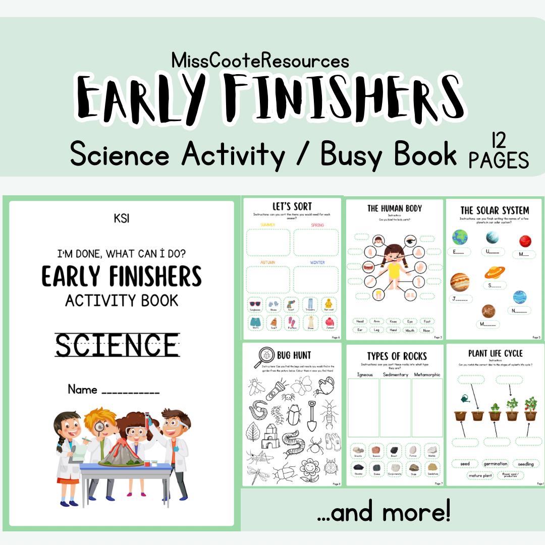 Early Finishers Activity Book Science KS1 Editable Link, Busy Book ...